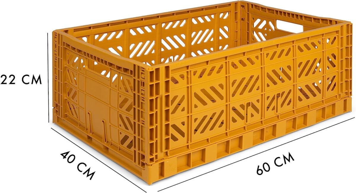 AyKasa Opvouwbare Krat Maxi - Mustard - Grasonderjevoeten.nl